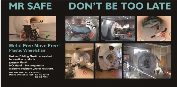 Mri Wheelchair ผู้ป่วยสูงอายุ พับได้ ไม่ใช้แม่เหล็ก